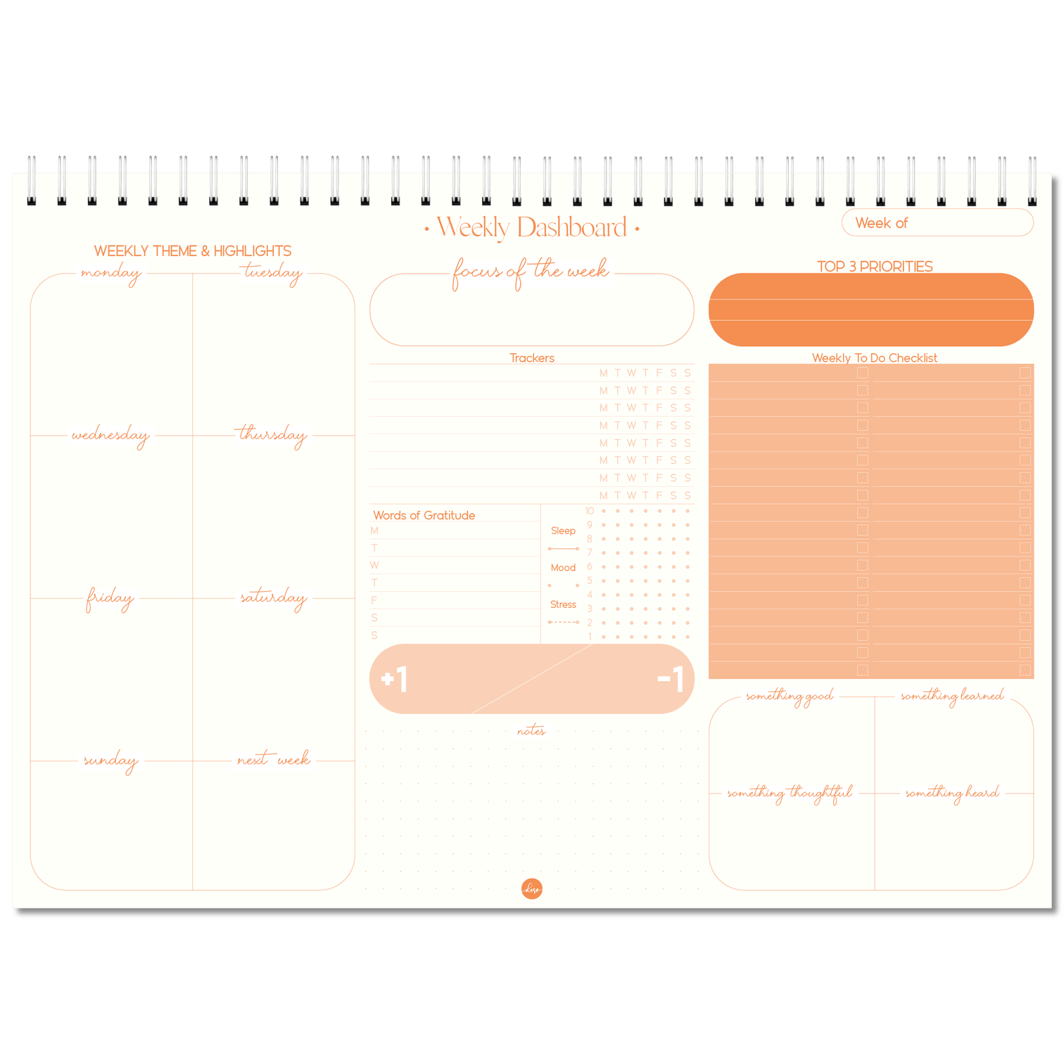 Weekly Dashboard Notepad - Cara Cara Orange - NEW PREMIUM VERSION – The Deso Project